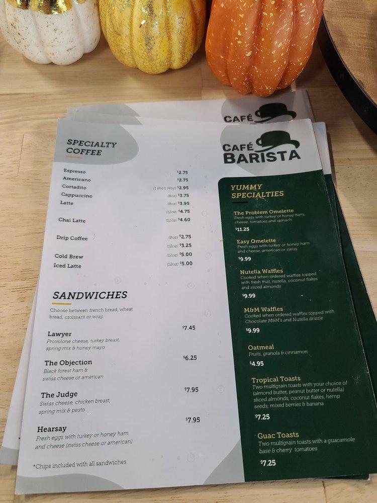 Menu at Café Barista, Kissimmee