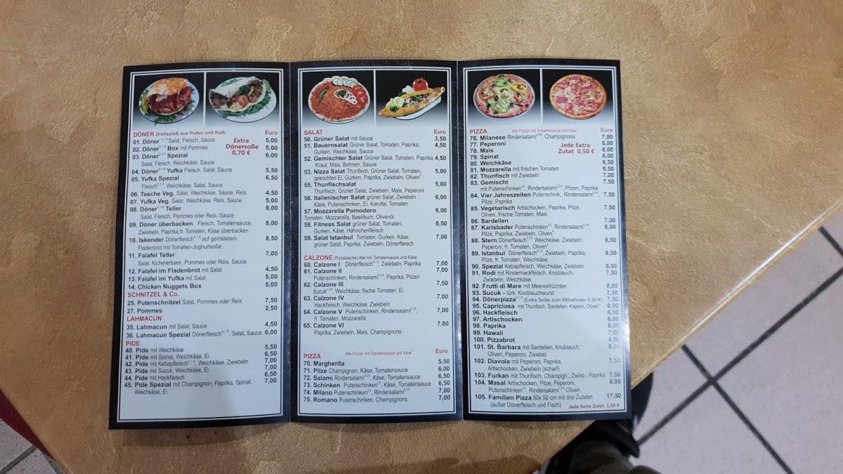 Menu at Istanbul restaurant, Karlsbad