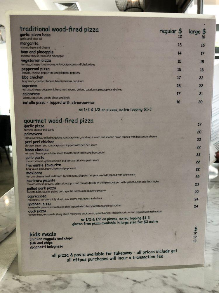 Menu at Lusso Italian Restaurant Rouse Hill, Rouse Hill