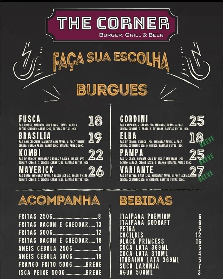 Menu at The Corner restaurant, São Paulo