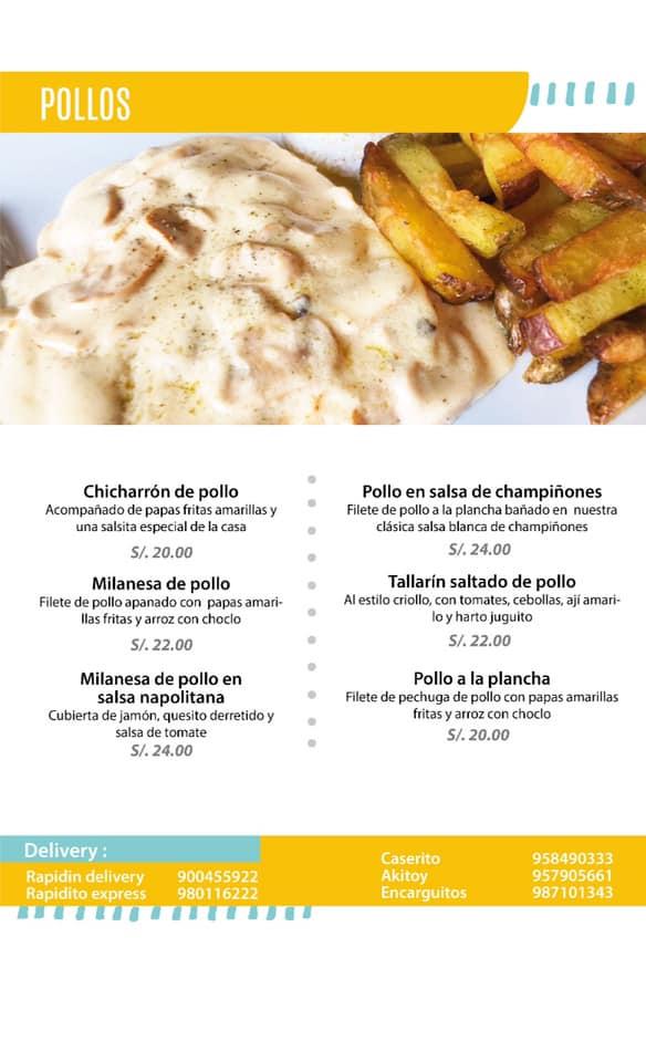 Carta de Barucci Restaurante Pastelería, Camana