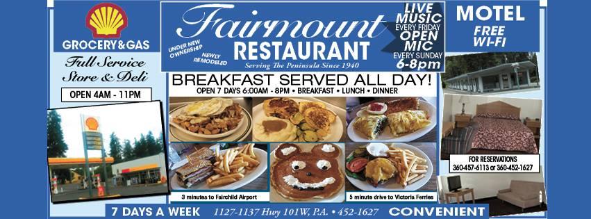 Menu at Fairmount Diner restaurant, Port Angeles