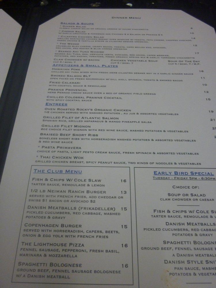 Menu at Lighthouse Bar & Grill, Mill Valley