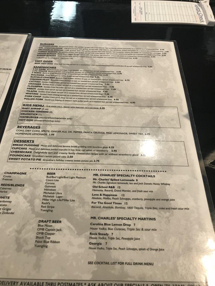Menu at Mr. Charles Chicken & Fish Cambridge Commons restaurant, Charlotte
