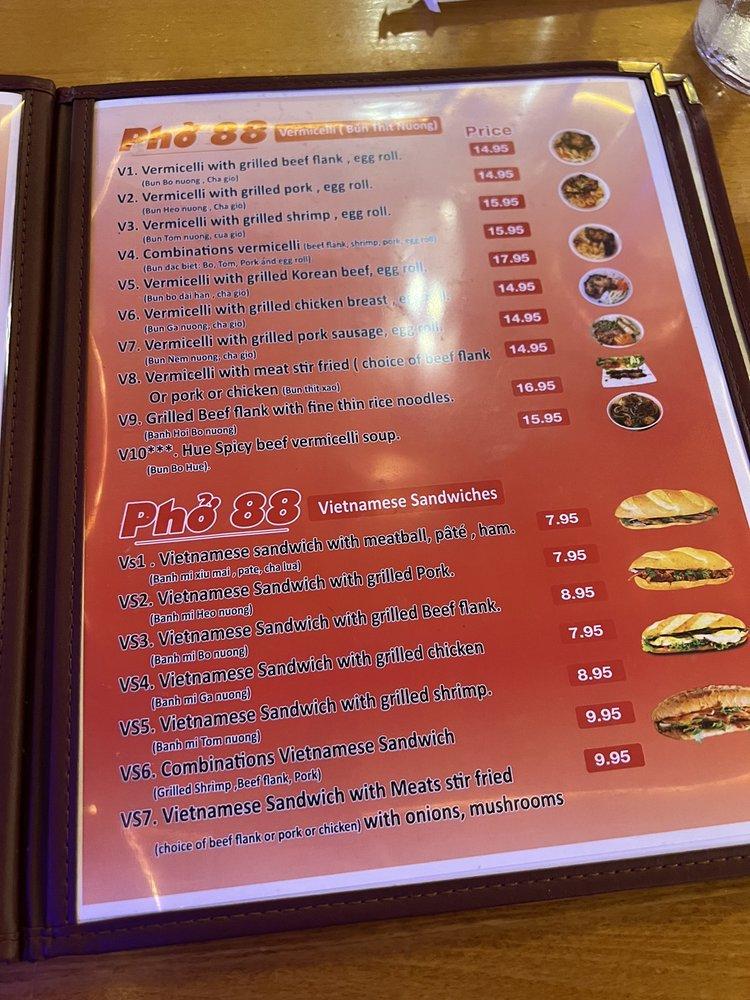 Menu at Phở 88 restaurant, Grand Junction
