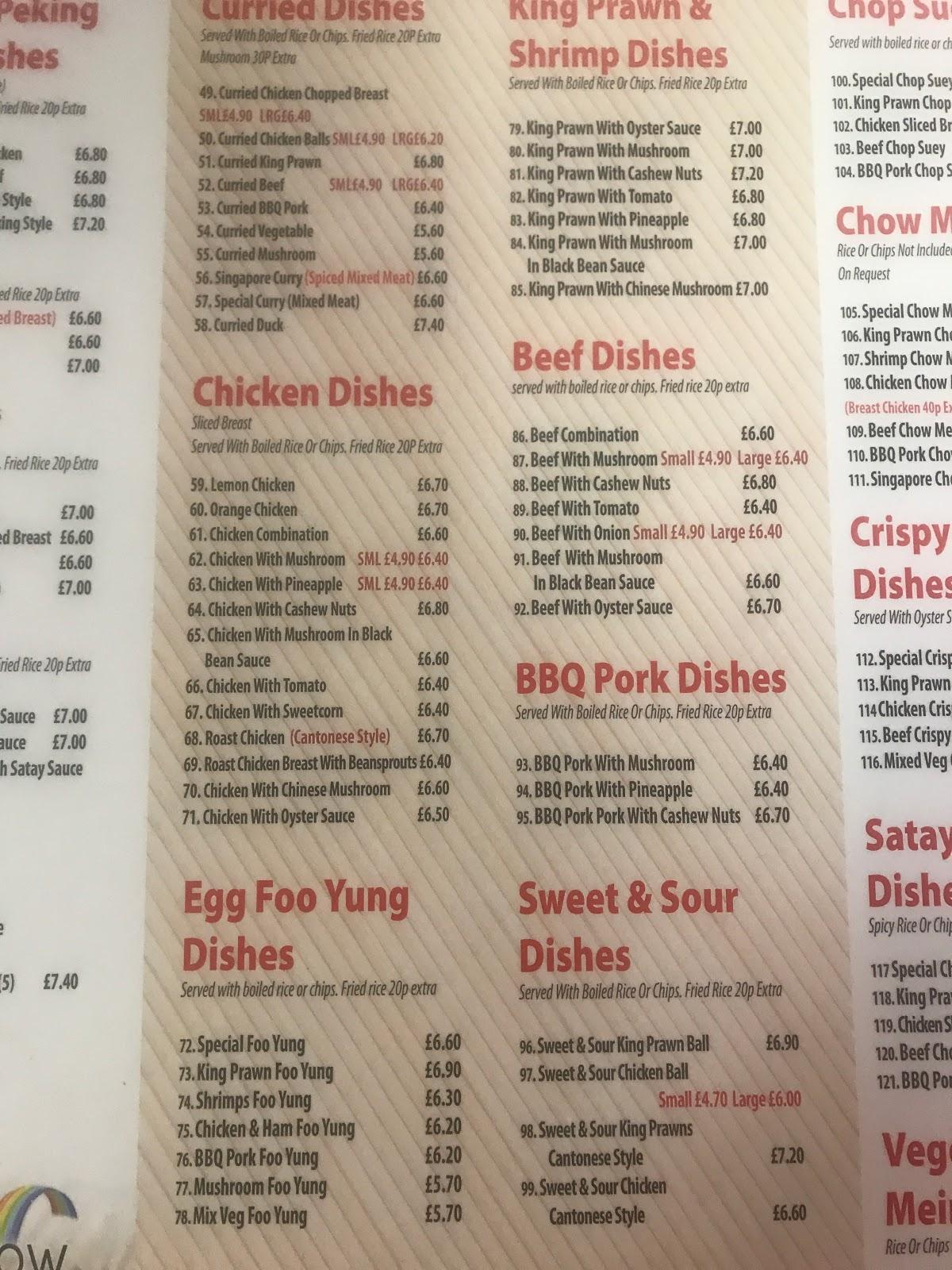 Menu at Rainbow Chinese Takeaway and Delivery fast food, Glasgow ...