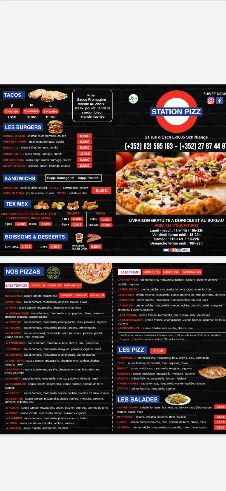 Menu at STATION PIZZ restaurant, Schifflange