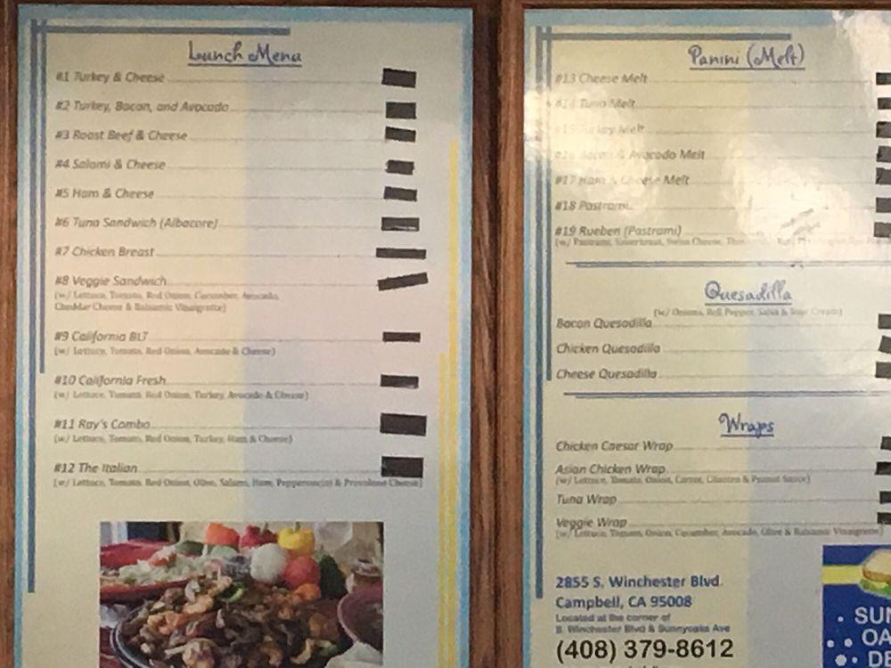 Menu at Sunny Oaks Valero Gas & Deli, Campbell