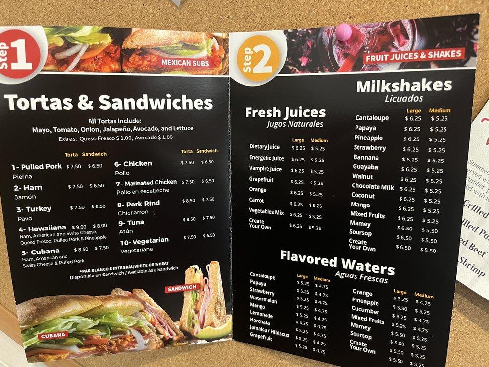Menu at Tortas Manantial pub & bar, Phoenix, W Baseline Rd Unit 102