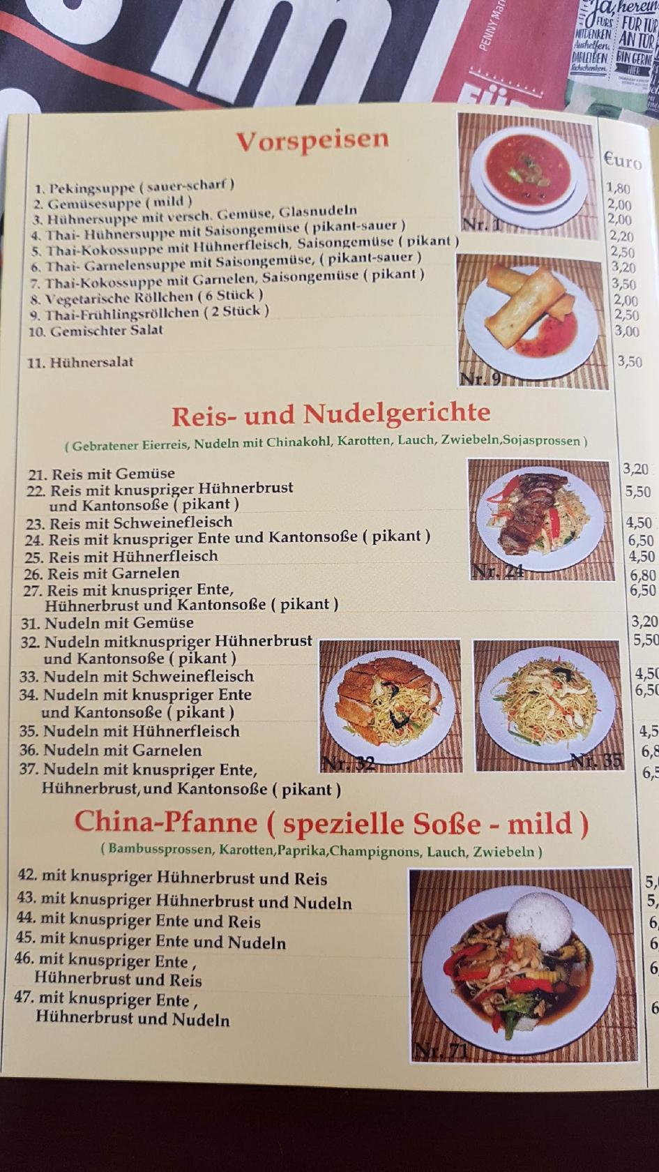 Menu at Asia-Imbiss Bambus restaurant, Tirschenreuth