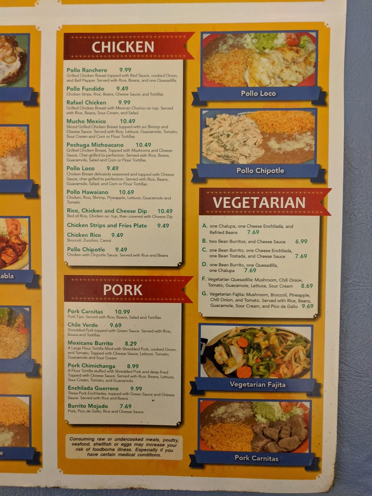 Menu at Charritos Plaza restaurant, Eudora