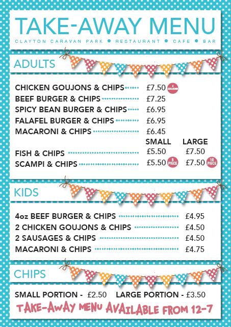 Menu at Clayton Caravan Park pub & bar, Leuchars
