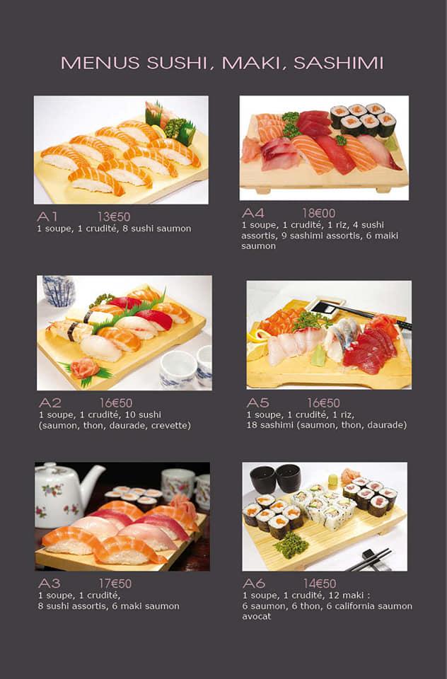 Menu au Fujisan restaurant, Mulhouse