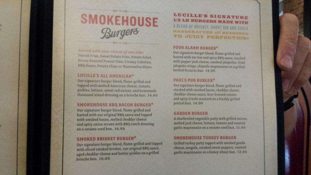 Menu at Lucille's Smokehouse Bar-B-Que, Rocklin