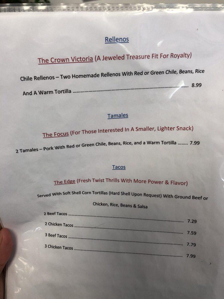 Menu at The Mustang Cafe, Albuquerque