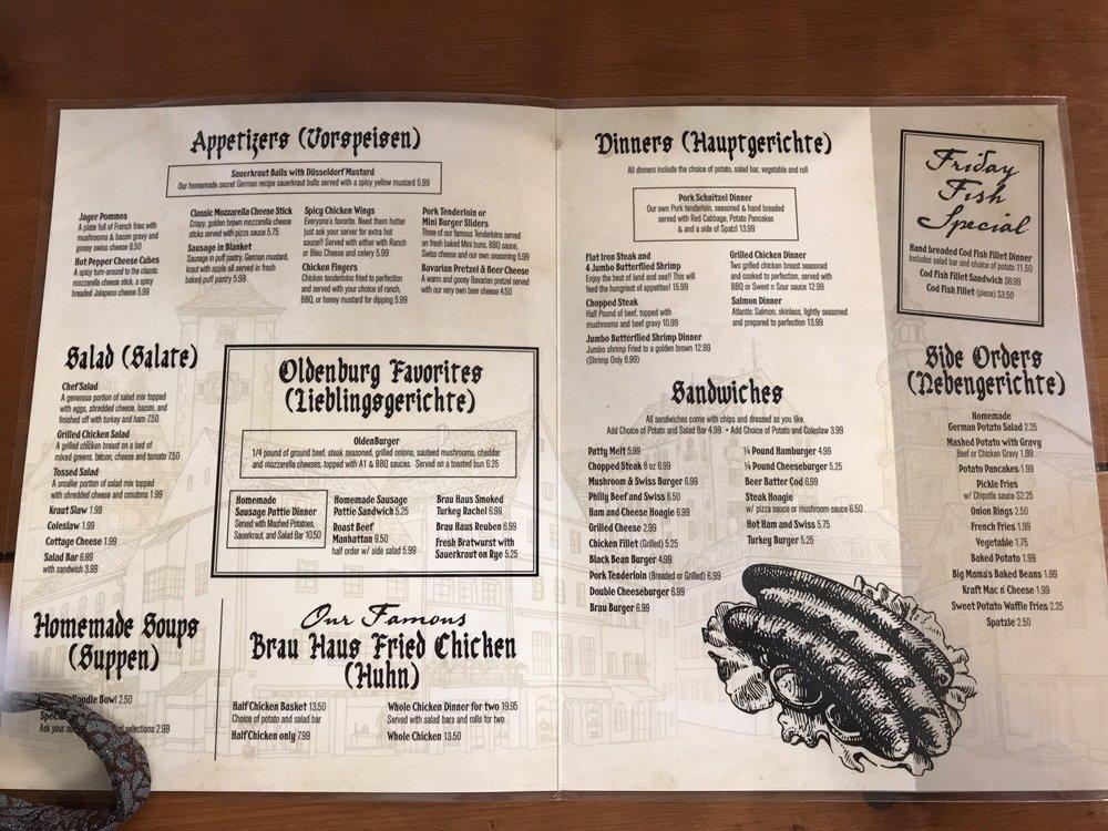 Menu at Brau Haus restaurant, Oldenburg