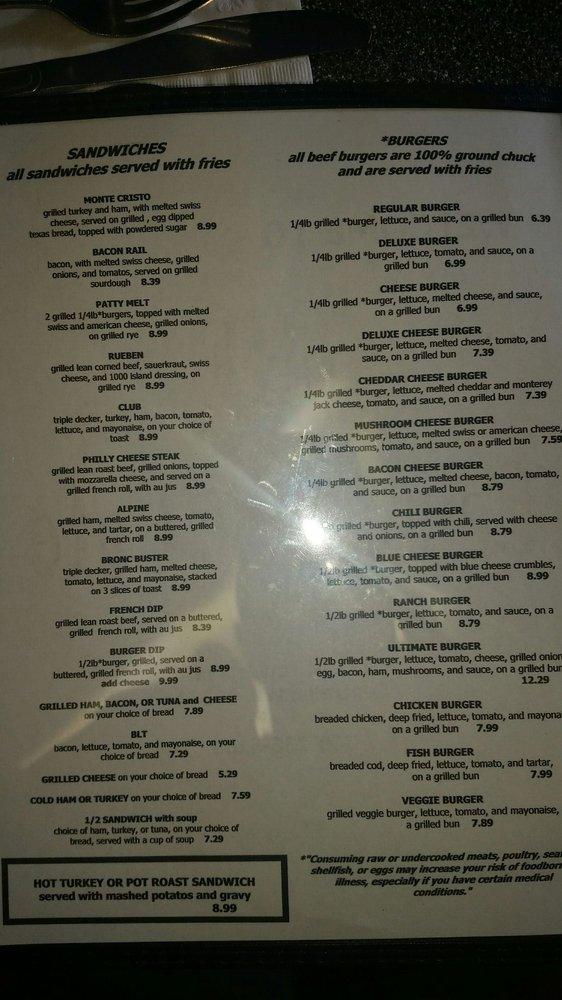 Menu at The Centerville Cafe, Centralia
