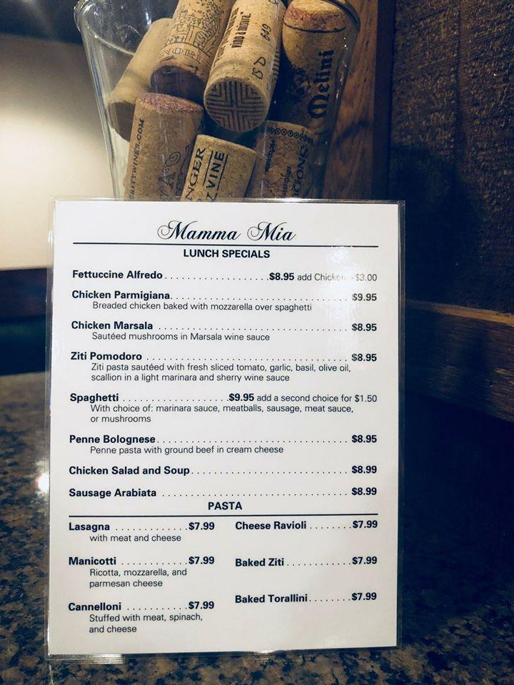 Menu at Mamma Mia Restaurante, Muscatine