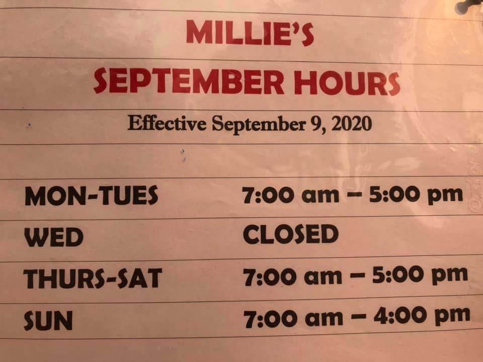 Menu at Millie's Ice Cream and Coffee Co. cafe, Graeagle
