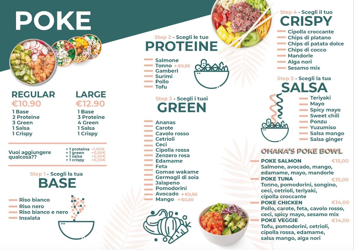 Menu at Ohana Poke Bubble Tea & Coffee pub & bar, Cusano Milanino
