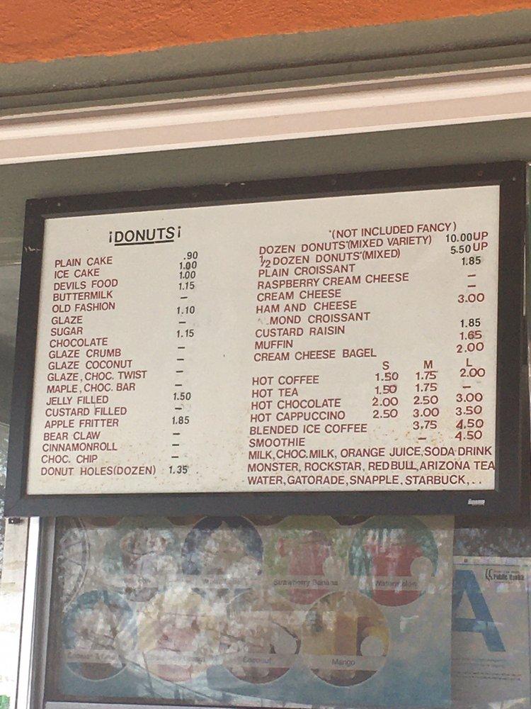 Menu at Sunrise Donuts restaurant, Pomona
