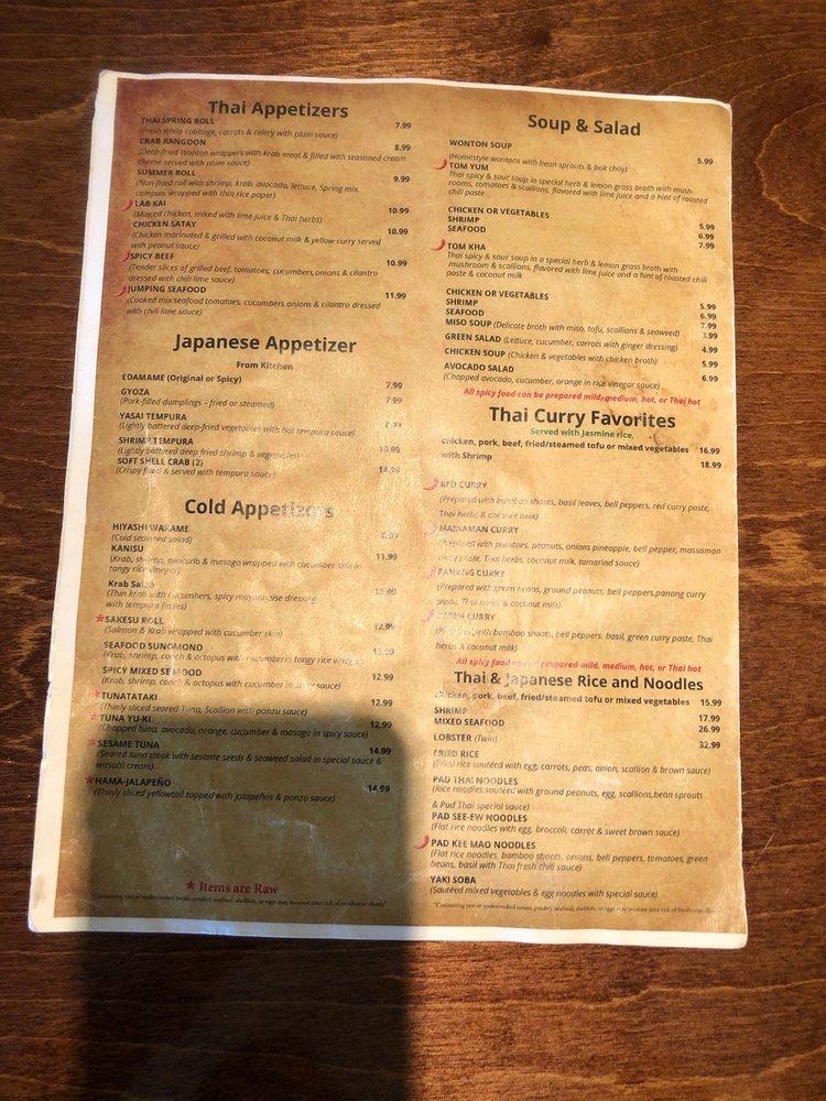 Menu at Thai Sushi By KJ restaurant, Marco Island
