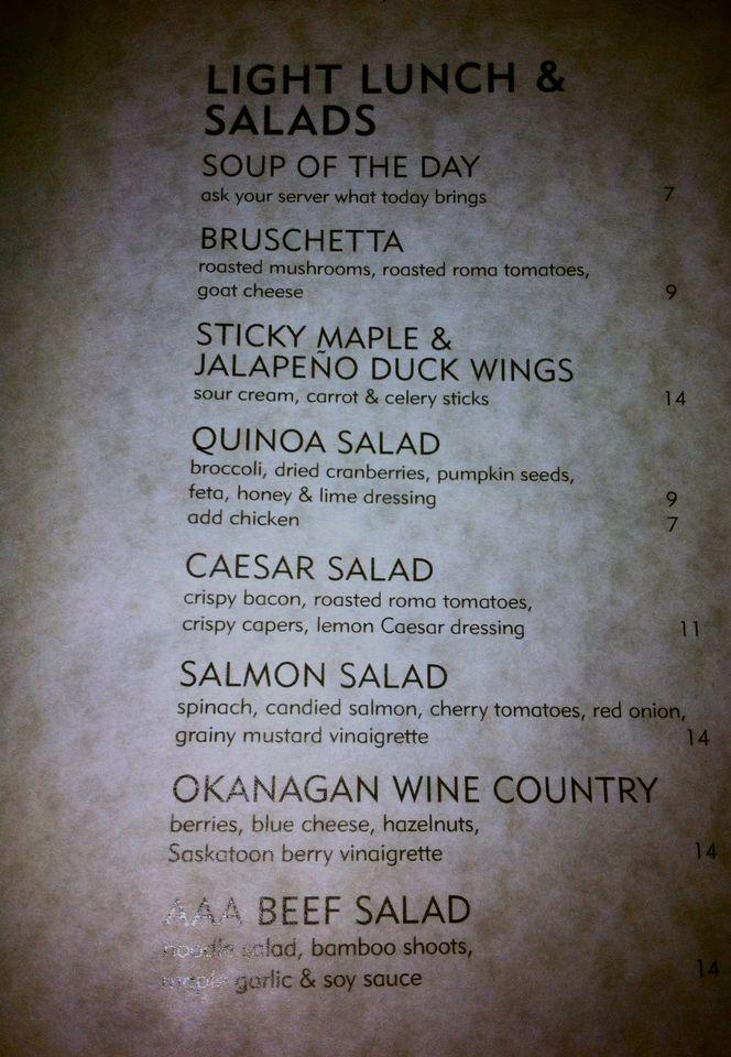 Menu at The Maple Leaf steakhouse, Banff, 137 Banff Ave