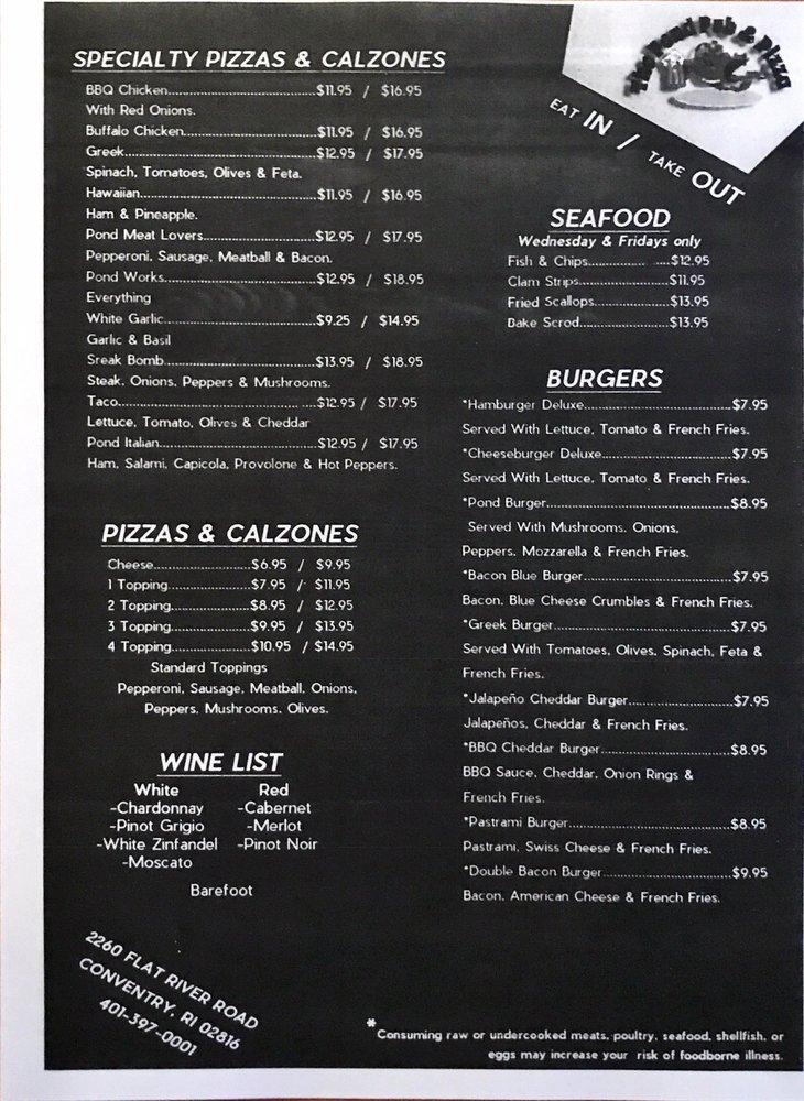 Menu at The Pond Pub & Pizza, Coventry