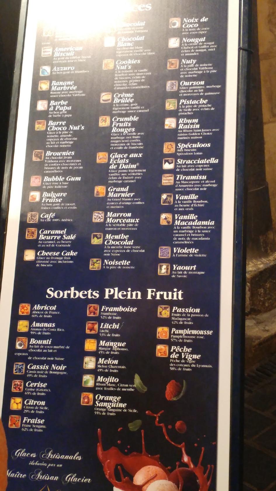 Menu at Tutti Gusti restaurant, Tours