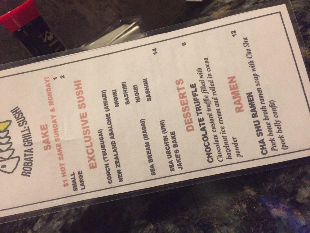 Menu at Yellowtail Robata Grill & Sushi restaurant, Clarksville