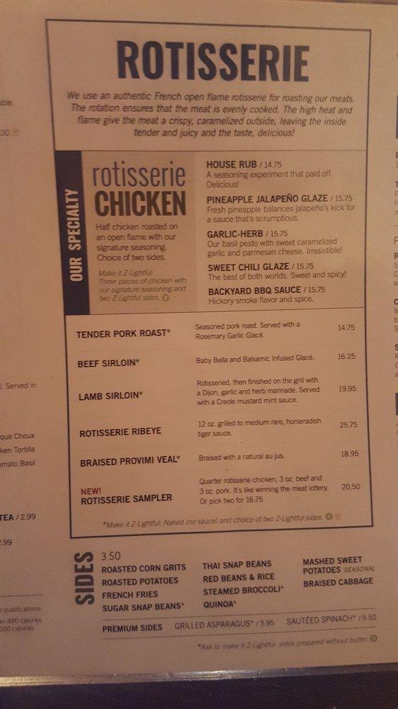 Menu at Zea Rotisserie & Bar, Baton Rouge, Corporate Blvd Suite 920