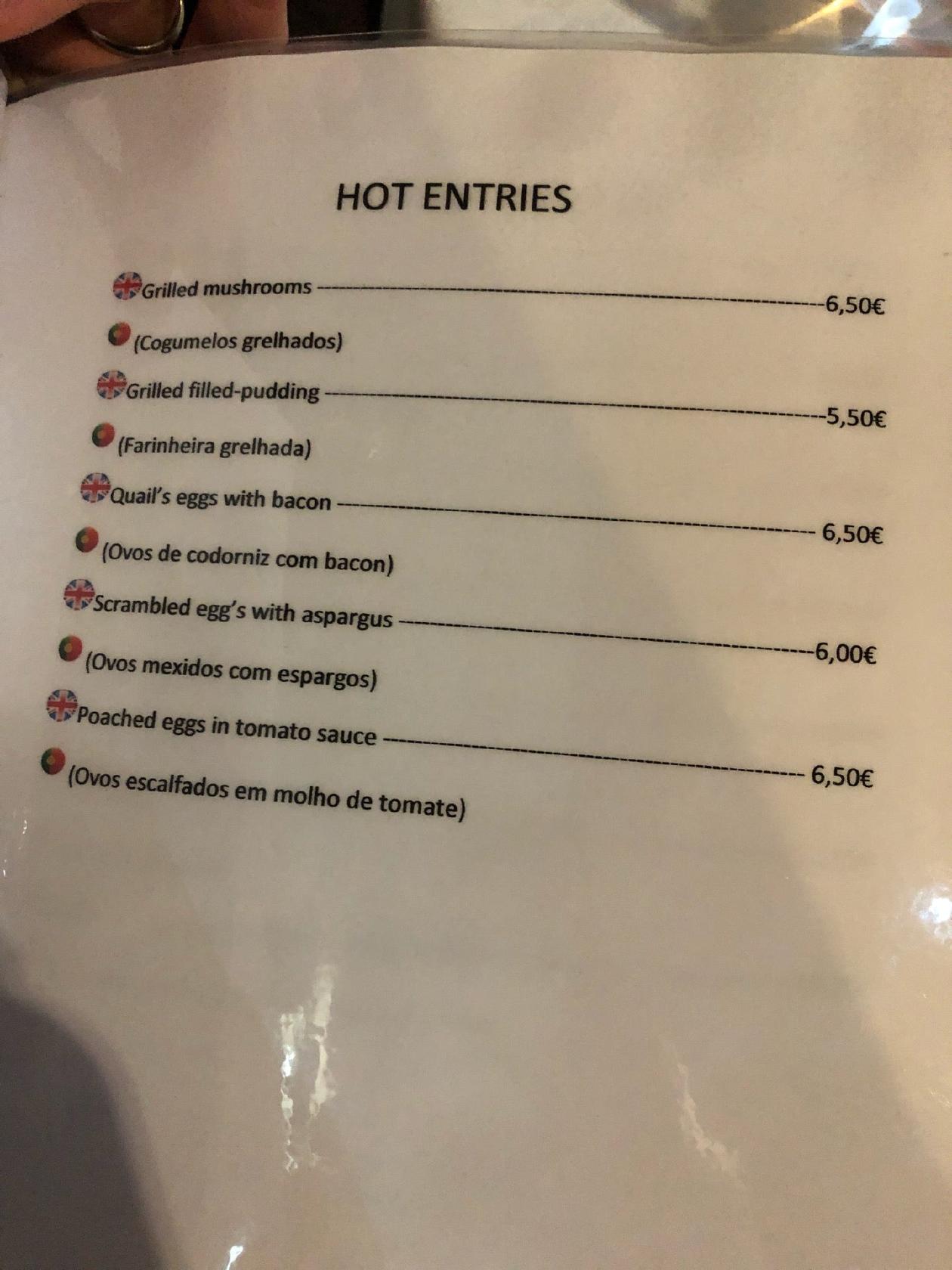 Menu em O Alpendre restaurante, Arraiolos