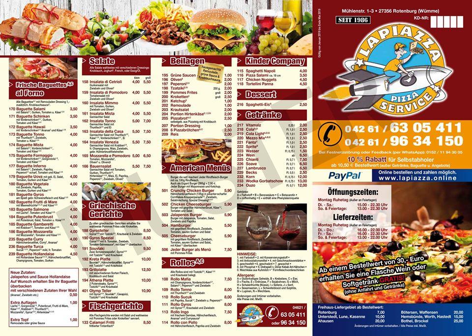 La piazza menu store
