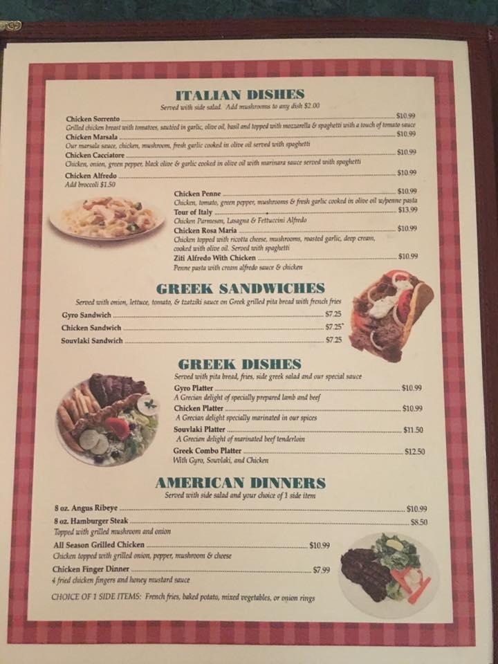 Menu at Verona Italian & Greek restaurant, Shelby, E Marion St