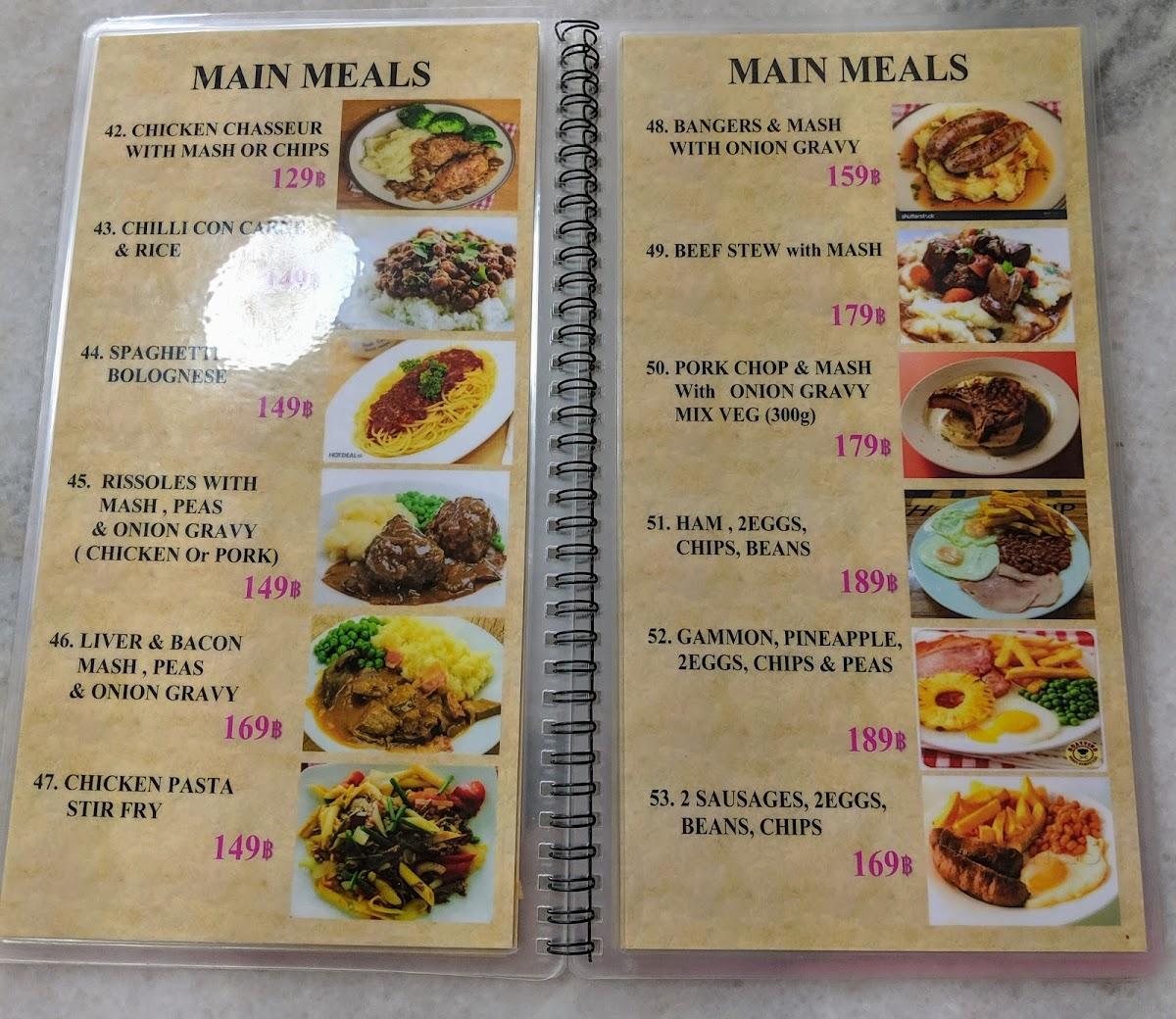 Menu at Hungry Hippo Pattaya restaurant, Pattaya City