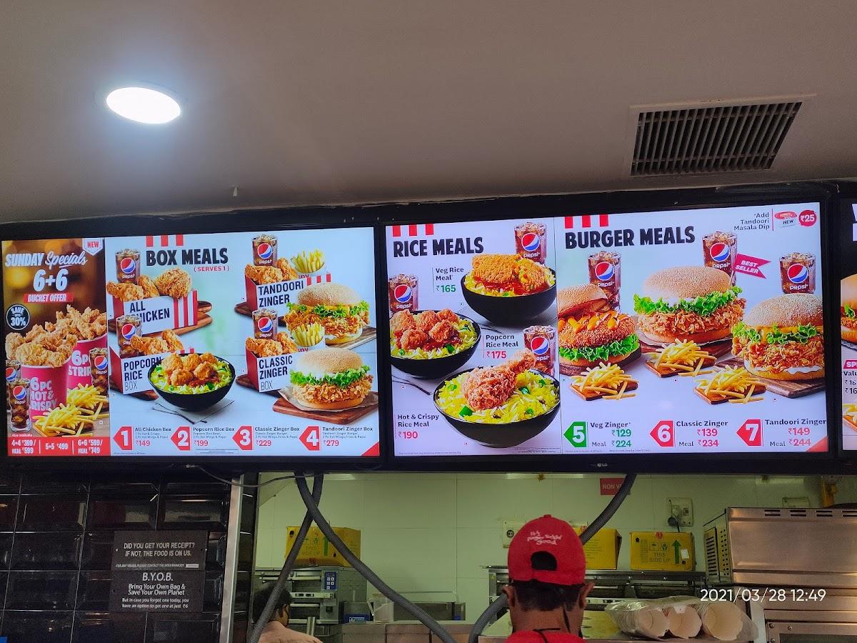 Menu at KFC, India, Food Court