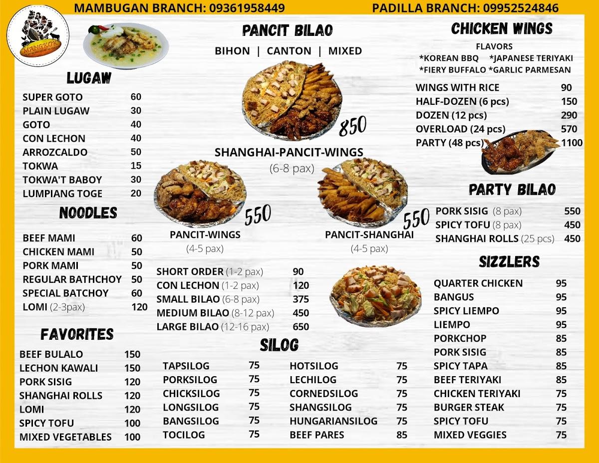 Menu at MANGKOK- Sumulong Hiway restaurant, Antipolo, 222 Sumulong Hwy