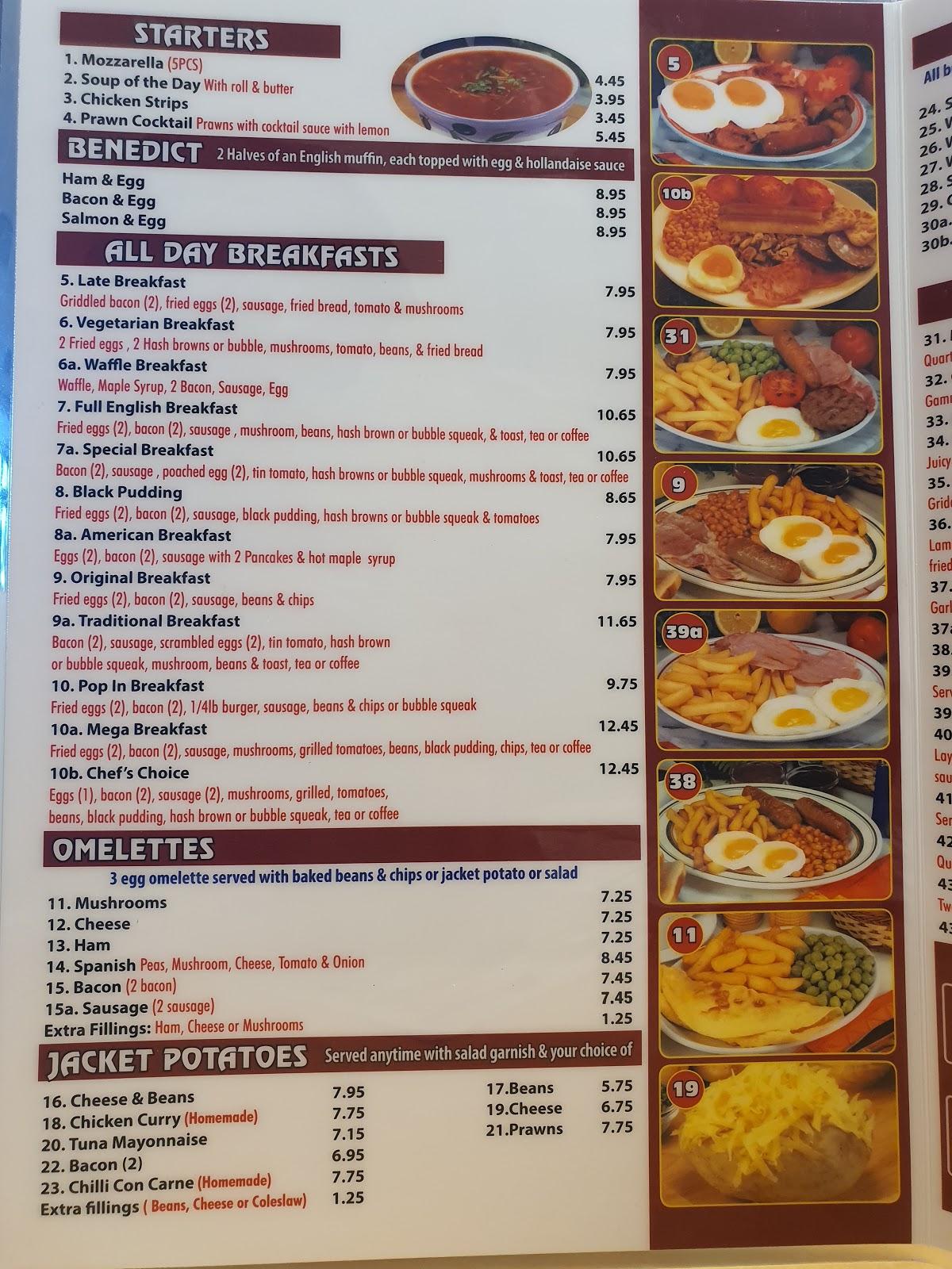Menu at Pop-In Cafe, High Wycombe