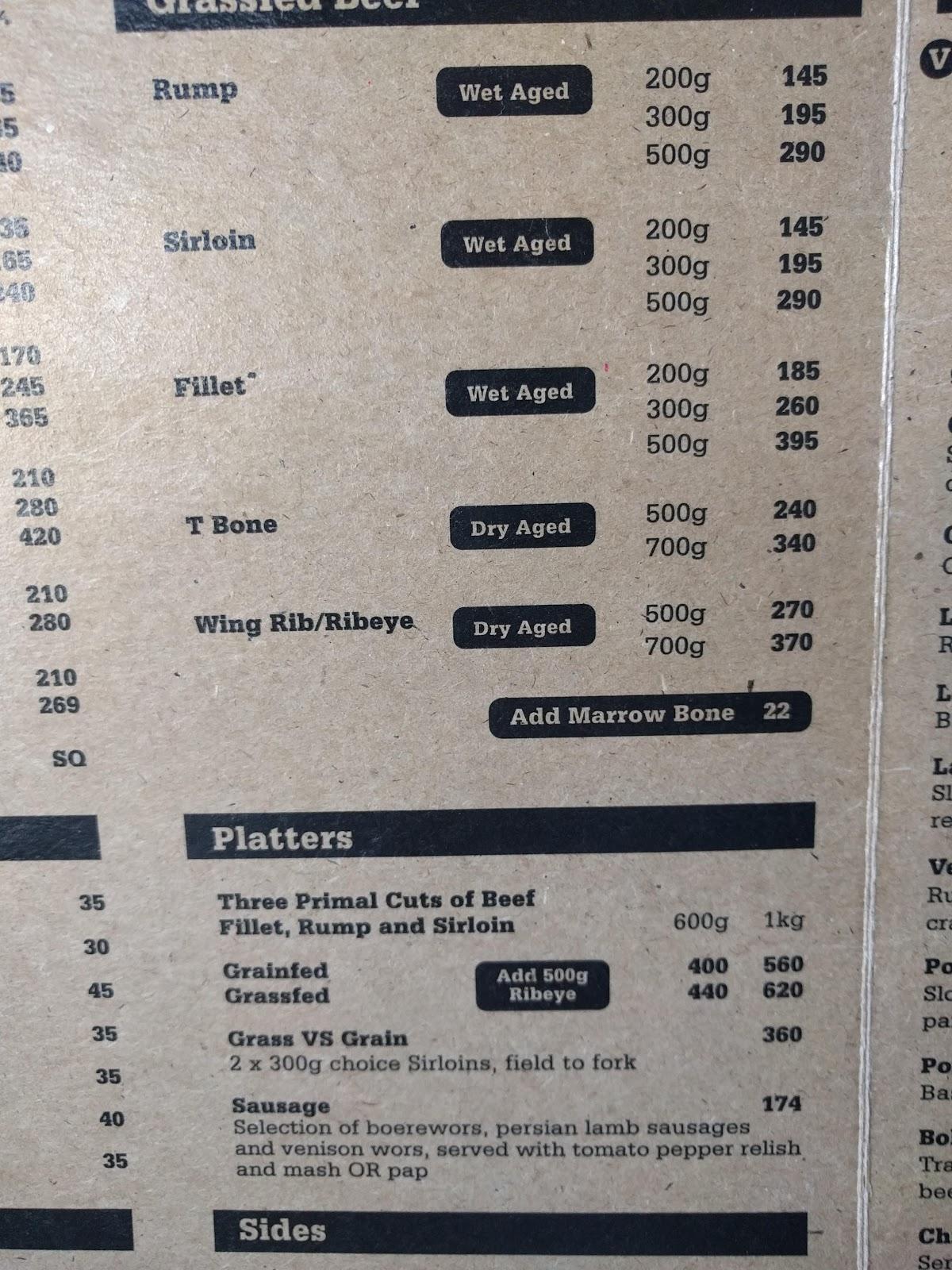 Menu at The Local Grill restaurant, Johannesburg, 50 7th Ave
