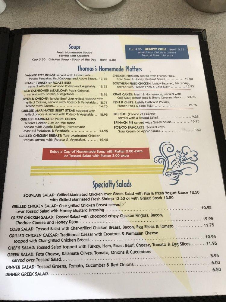 Menu at Thomas's Ham & Eggery Diner restaurant, Carle Place