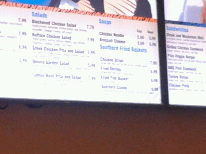 Menu at Tiger Den cafeteria, Memphis