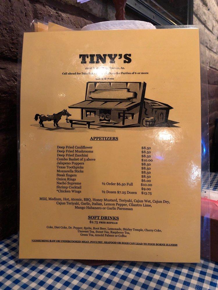 Menu at Tiny's Family Restaurant, Tucson