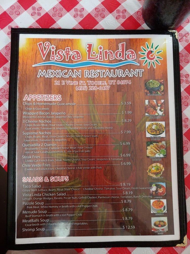 Menu at Vista Linda restaurant, Tooele