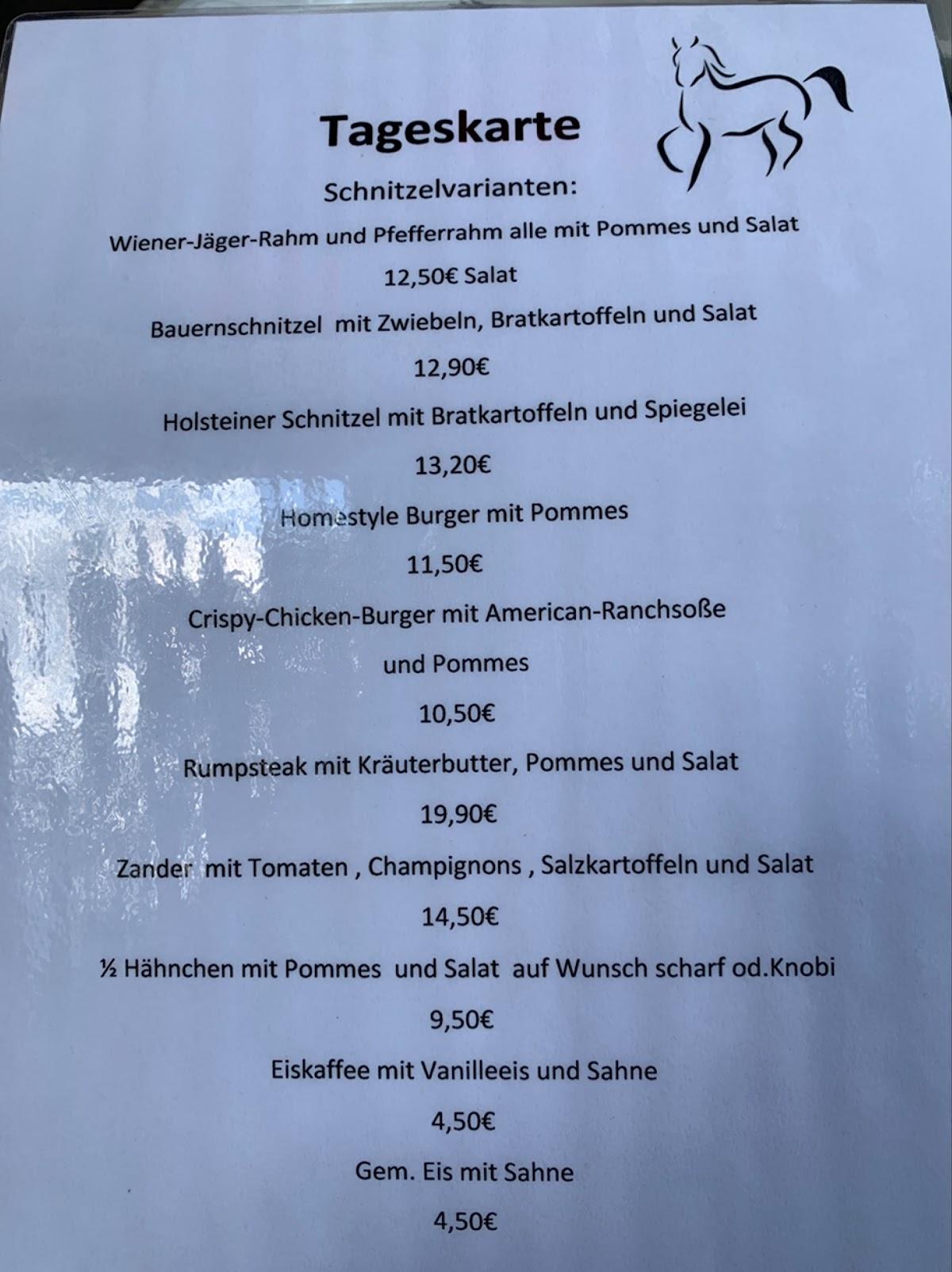 Speisekarte von Zur Reiterstube Speisegaststätte mit Freiterrasse ...