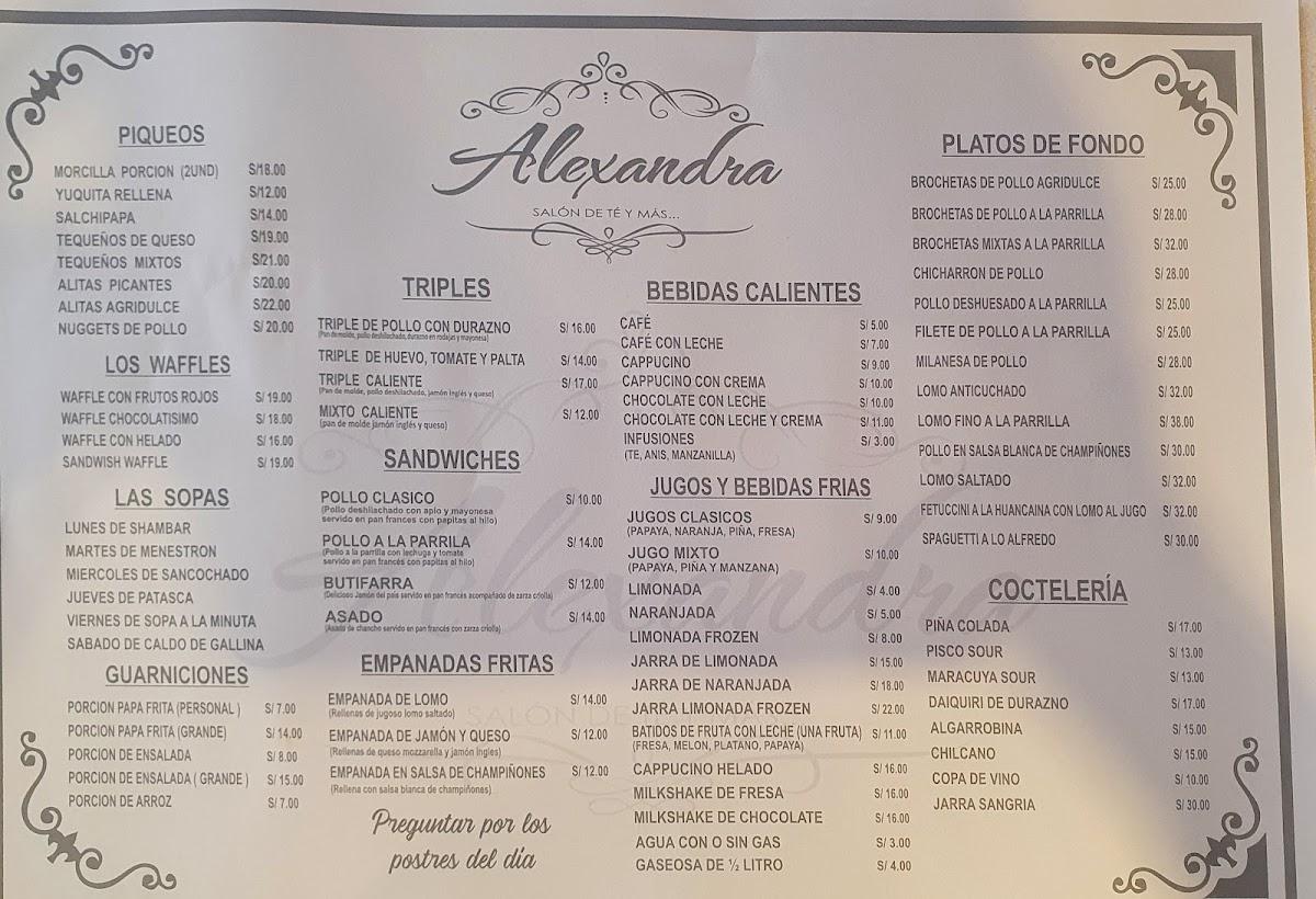 Menu at Alexandra Restaurant - Drunch, Nuevo Chimbote District