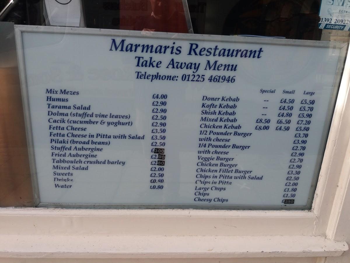 Menu at Cappadocia Turkish Restaurant, Bath