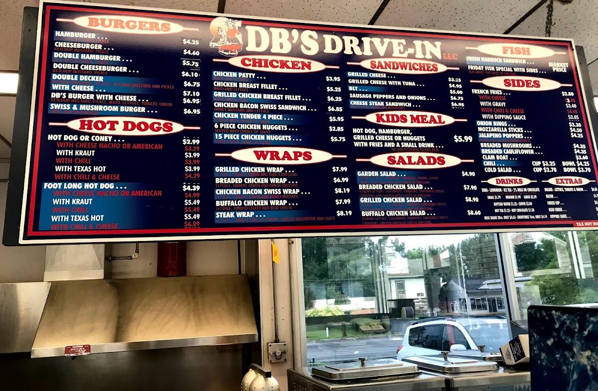 Menu at D B's Drive In fast food, Weedsport