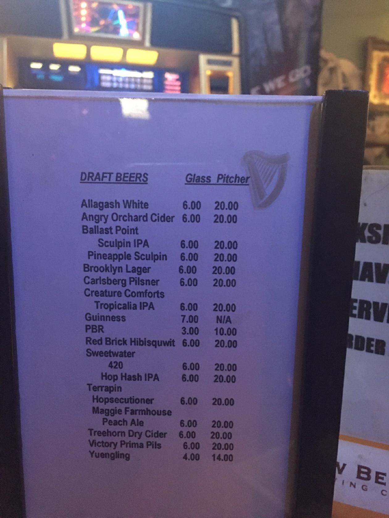 Menu at Trackside Tavern pub & bar, Decatur
