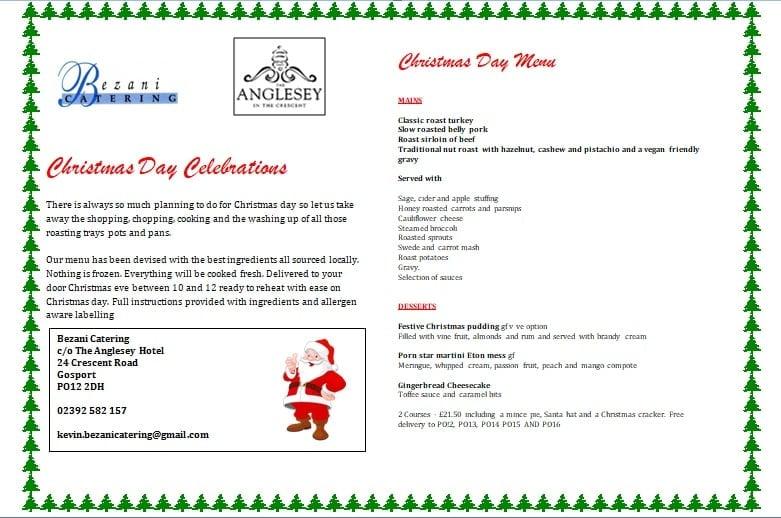 Menu at The Anglesey Hotel pub & bar, Gosport