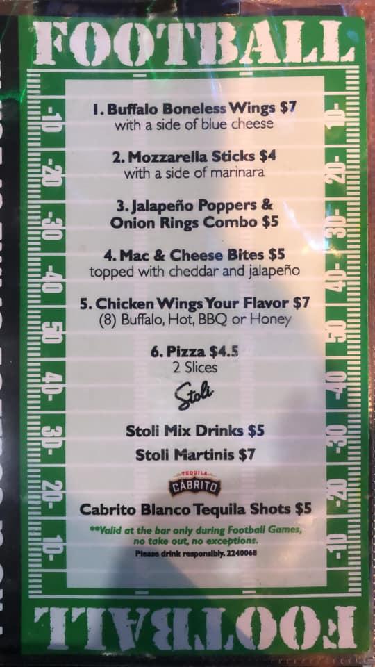 Menu at The Corner Tavern restaurant, Galloway, 201 E Collins Rd